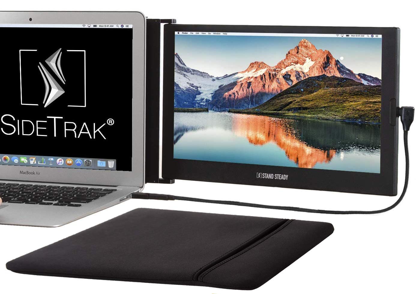 SideTrak Slide Portable Monitor 12.5" Screen with Carrying Case - Attaches to Your Laptop for Easy Travel - Efficient USB Power - Fits Mac and PC 13"-17" Laptops - Full HD IPS Display (Patent Pending)