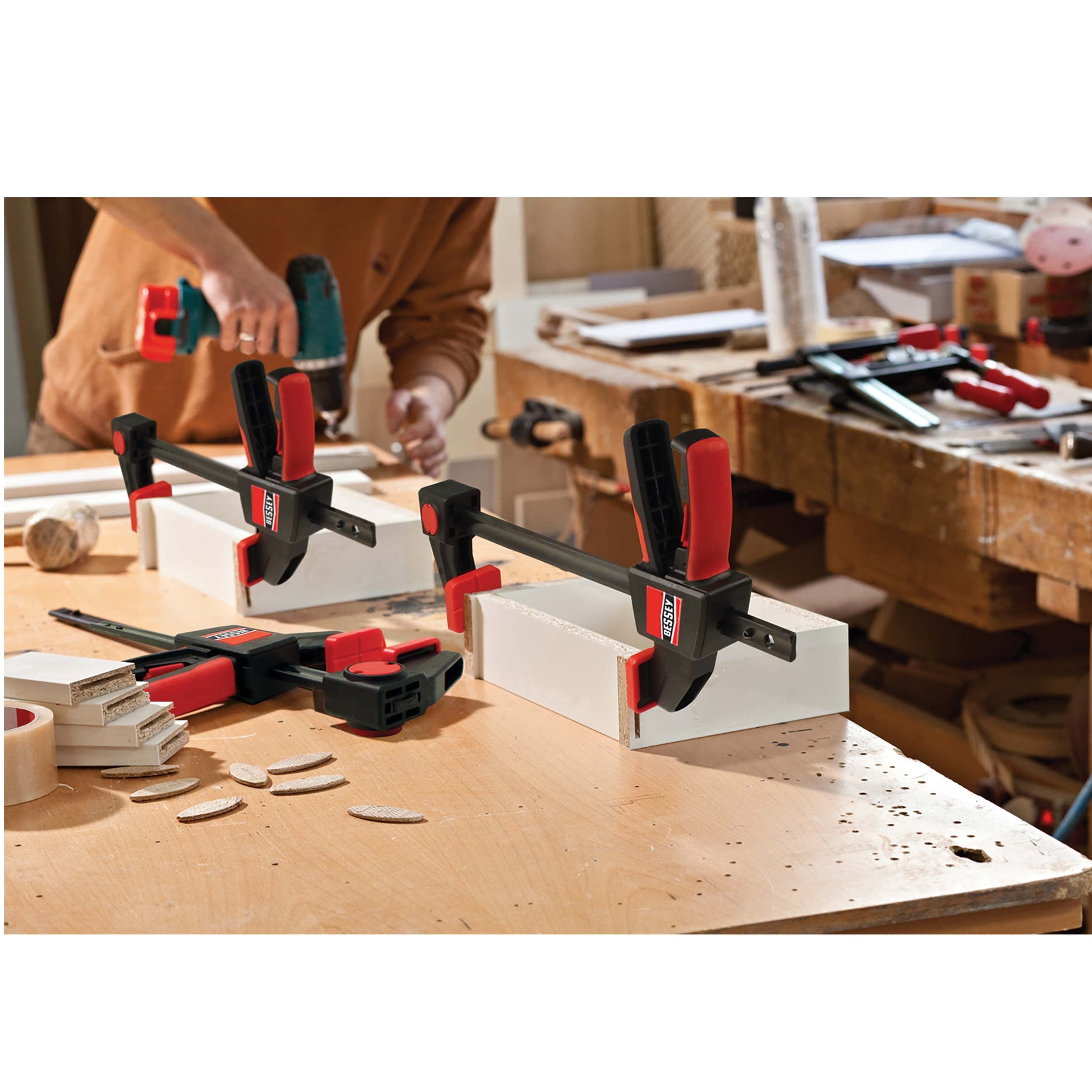 BESSEY EHK SERIES - 300 lb Clamping Force - 06 in - EHKL06 Trigger Clamp Set - 3.125 in. Throat Depth - Wood Clamps, Tools, & Equipment for Woodworking, Carpentry, Home Improvement, DIY