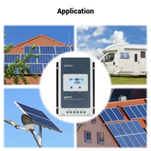 EPEVER 40A Solar Charge Controller MPPT 12V / 24V Auto Max.PV 100V Input Negative Ground Solar Panel Charge Regulator with MT50 Remote Meter Temperature Sensor RTS & PC Communication Cable RS485