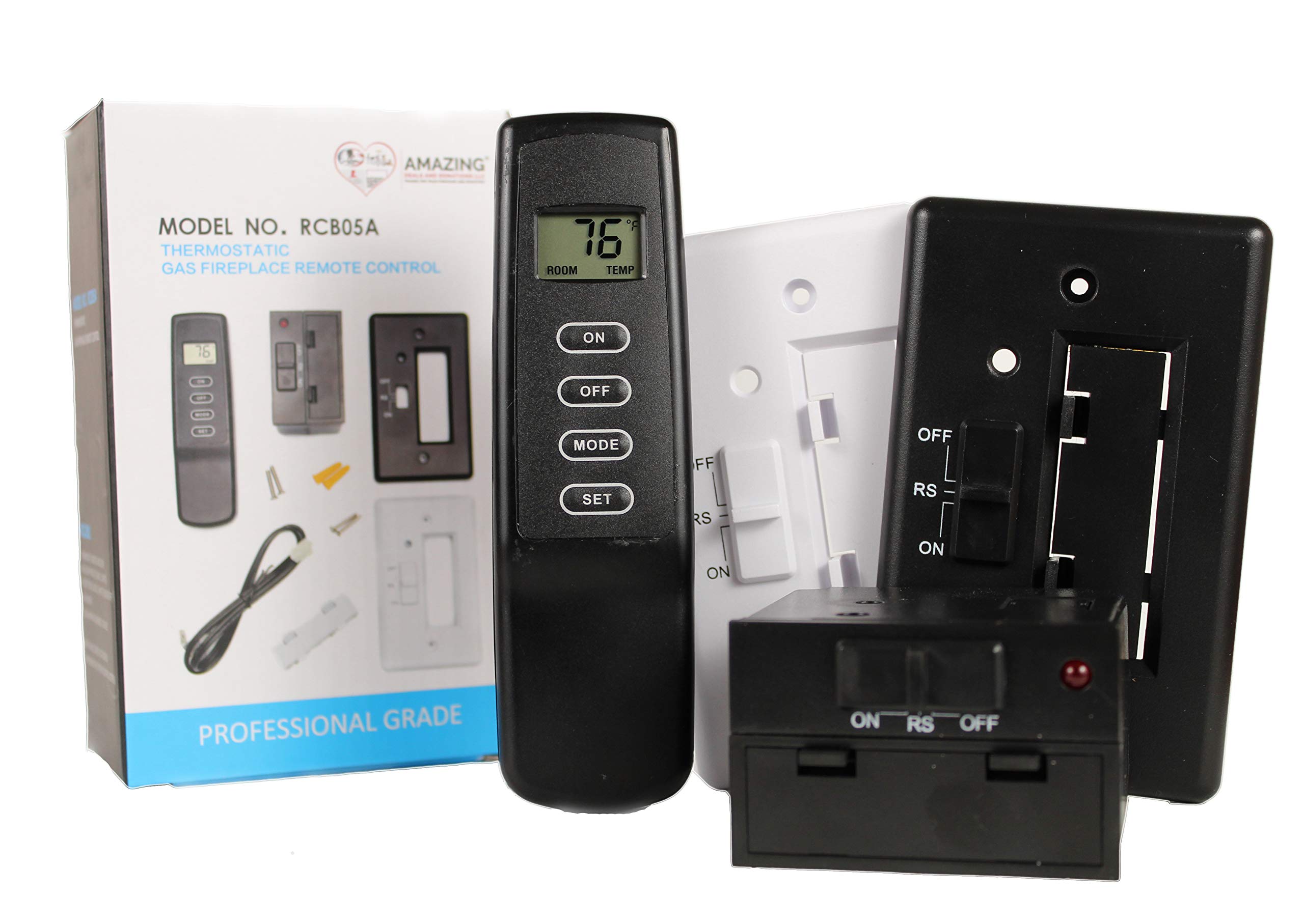 Amazing Deals and Donations Gas Fireplace Remote Control On/Off with Thermostat Remote and Receiver Kit for Millivolt Gas Valves Only