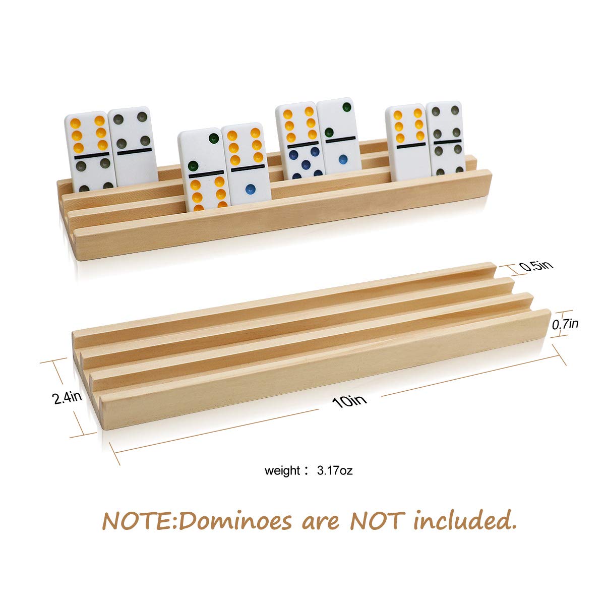 Exqline Wooden Domino Racks Set of 8 Premium Domino Trays Holders Organizer for Mexican Train Chickenfoot and Other Domino Games - Dominoes NOT Included