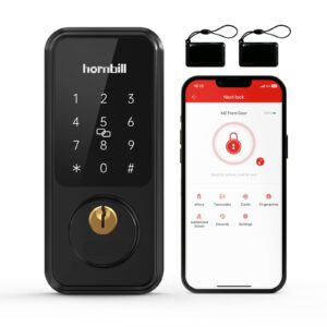 smart front door locks deadbolt: hornbill keyless entry keypad door lock, digital electronic bluetooth code locks for house airbnb