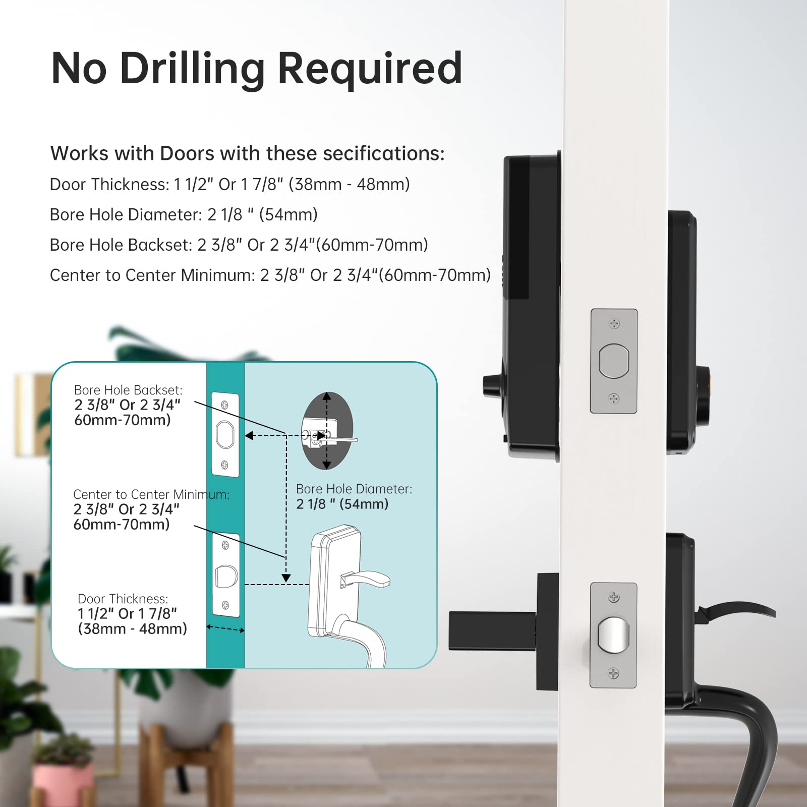 Smart Front Door Locks Deadbolt: Hornbill Keyless Entry Keypad Door Lock, Digital Electronic Bluetooth Code Locks for House Airbnb