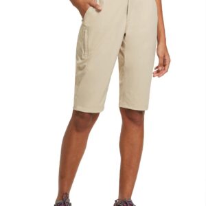 BALEAF Women's Bermuda Khaki Shorts Bermuda Hiking Long Quick Dry Elastic Waist for Work, Camping, Travel Size L