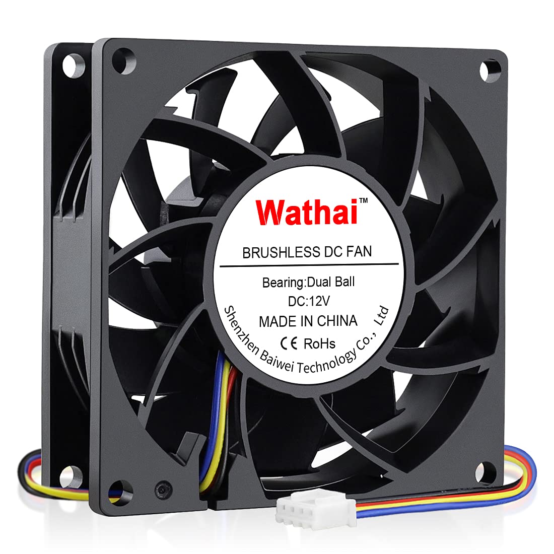 Wathai 80mm x 25mm PC Computer Case Fan PWM 12V 4Pin Fan High Static Pressure for Server Box Enclosure CPU Cooler Cooling