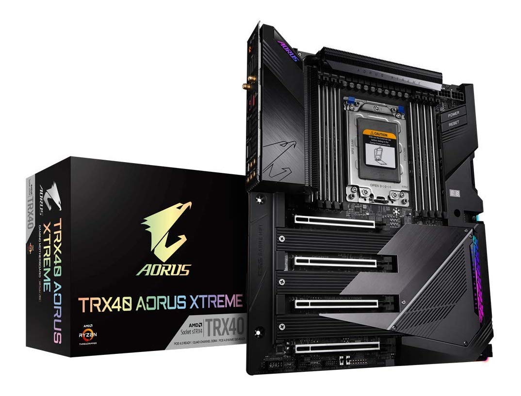 GIGABYTE TRX40 AORUS Xtreme (sTRX/AMD/TRX40/Fins-Array Heatsink/16+3 Phases Infineon Digital VRM/Gen 4 AIC with 4 X M.2 NVMe/Intel WiFi 6/Intel Dual 10GbE LAN/XL-ATX/Motherboard)