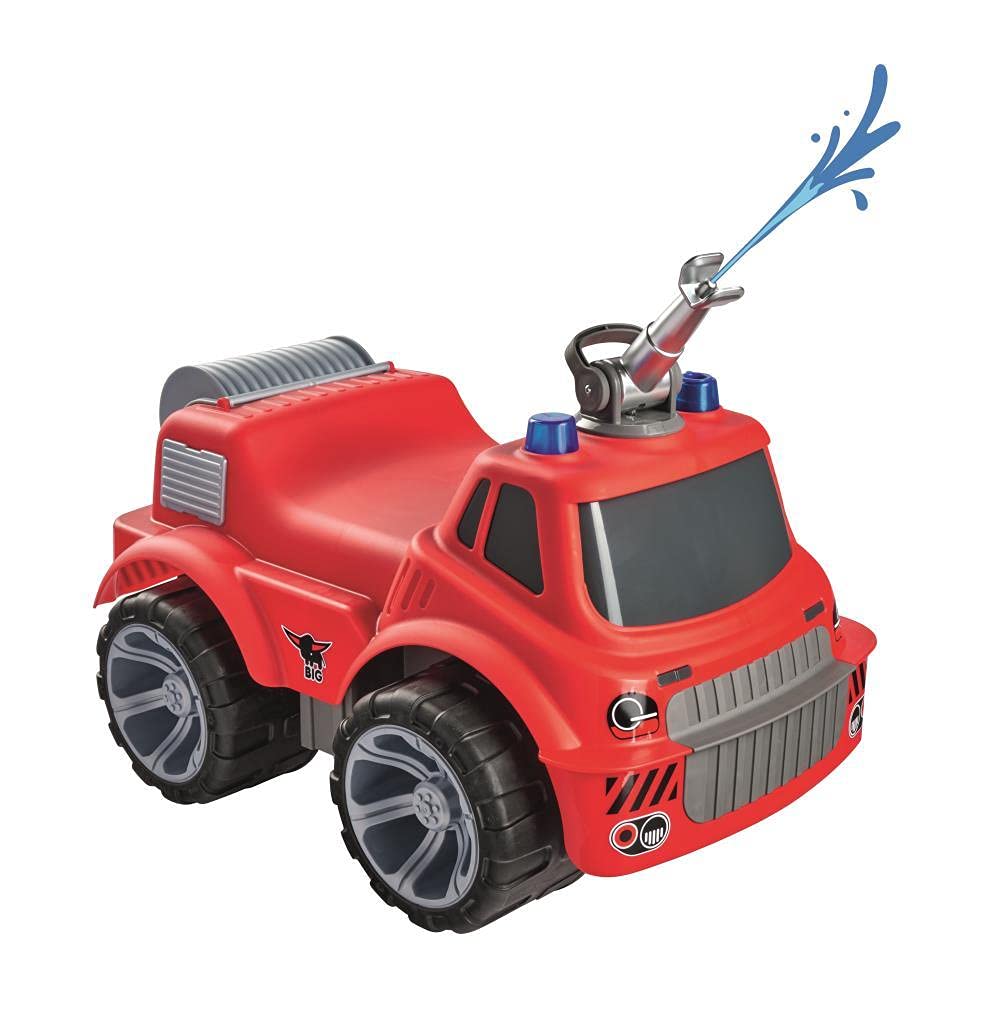 VARUN Big Spielwarenfabrik 800055815 Big Power-Worker Maxi Fire Truck Toy Car with Water Sprayer Tyres Soft Material Red for Children from 2 Years