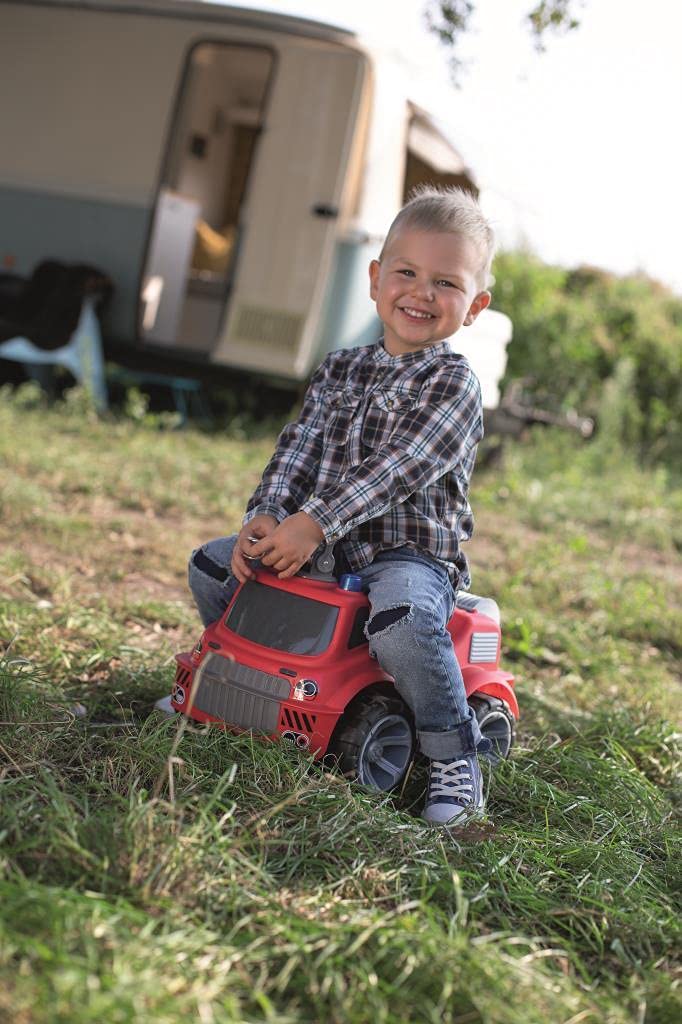 VARUN Big Spielwarenfabrik 800055815 Big Power-Worker Maxi Fire Truck Toy Car with Water Sprayer Tyres Soft Material Red for Children from 2 Years