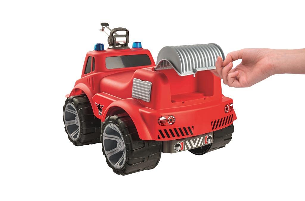 VARUN Big Spielwarenfabrik 800055815 Big Power-Worker Maxi Fire Truck Toy Car with Water Sprayer Tyres Soft Material Red for Children from 2 Years