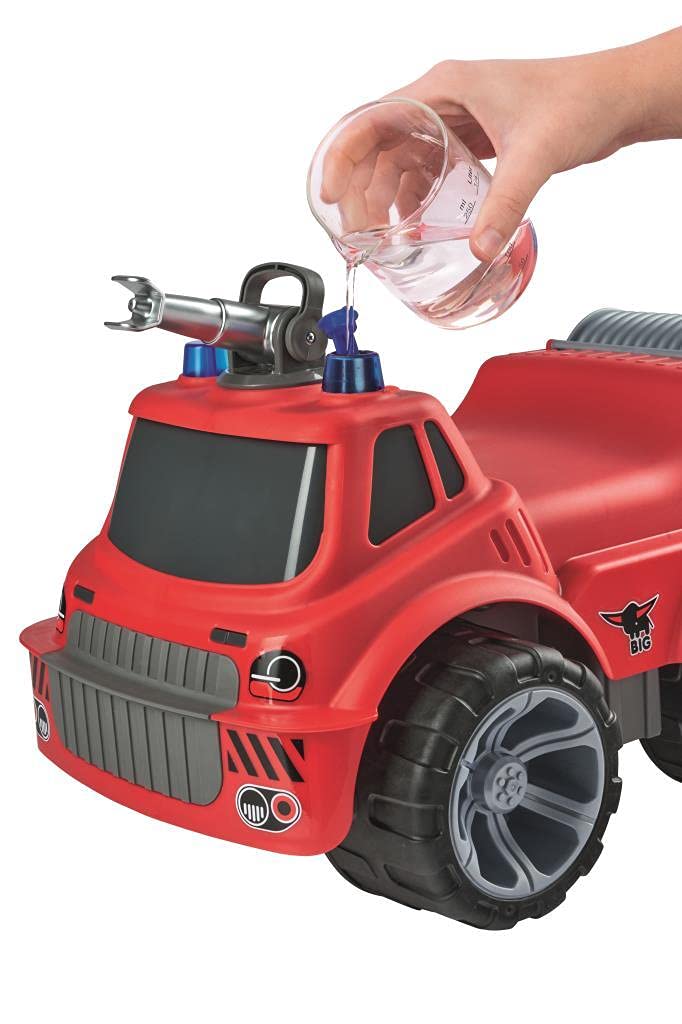 VARUN Big Spielwarenfabrik 800055815 Big Power-Worker Maxi Fire Truck Toy Car with Water Sprayer Tyres Soft Material Red for Children from 2 Years