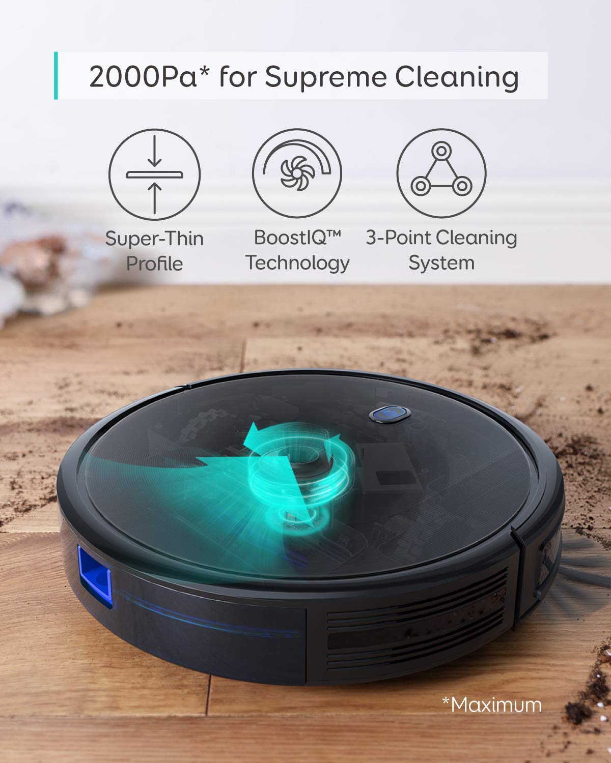 eufy BoostIQ RoboVac 11S MAX, Robot Vacuum Cleaner, Super Thin, Powerful Suction, Quiet, Self-Charging Robotic Vacuum Cleaner, Cleans Hard Floors to Medium-Pile Carpets, Black(Renewed)