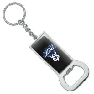 graphics & more ford vintage v8 logo keychain rectangle chrome plated metal bottle cap opener