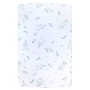 Adrienne Vittadini Bambini Jersey Cotton Pack N Play Sheet 1 Pack Green Fern Print, Sage