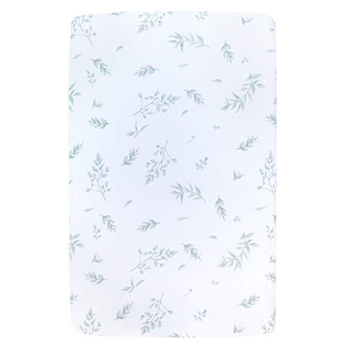 Adrienne Vittadini Bambini Jersey Cotton Pack N Play Sheet 1 Pack Green Fern Print, Sage