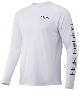 huk men's pursuit long sleeve sun protecting fishing shirt, x mark-white, xx-large