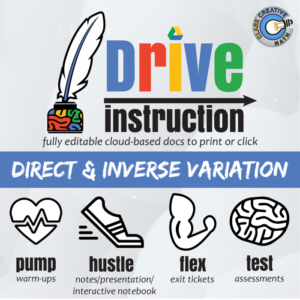 drive instruction - direct & inverse variation - editable slides, notes & tests+++