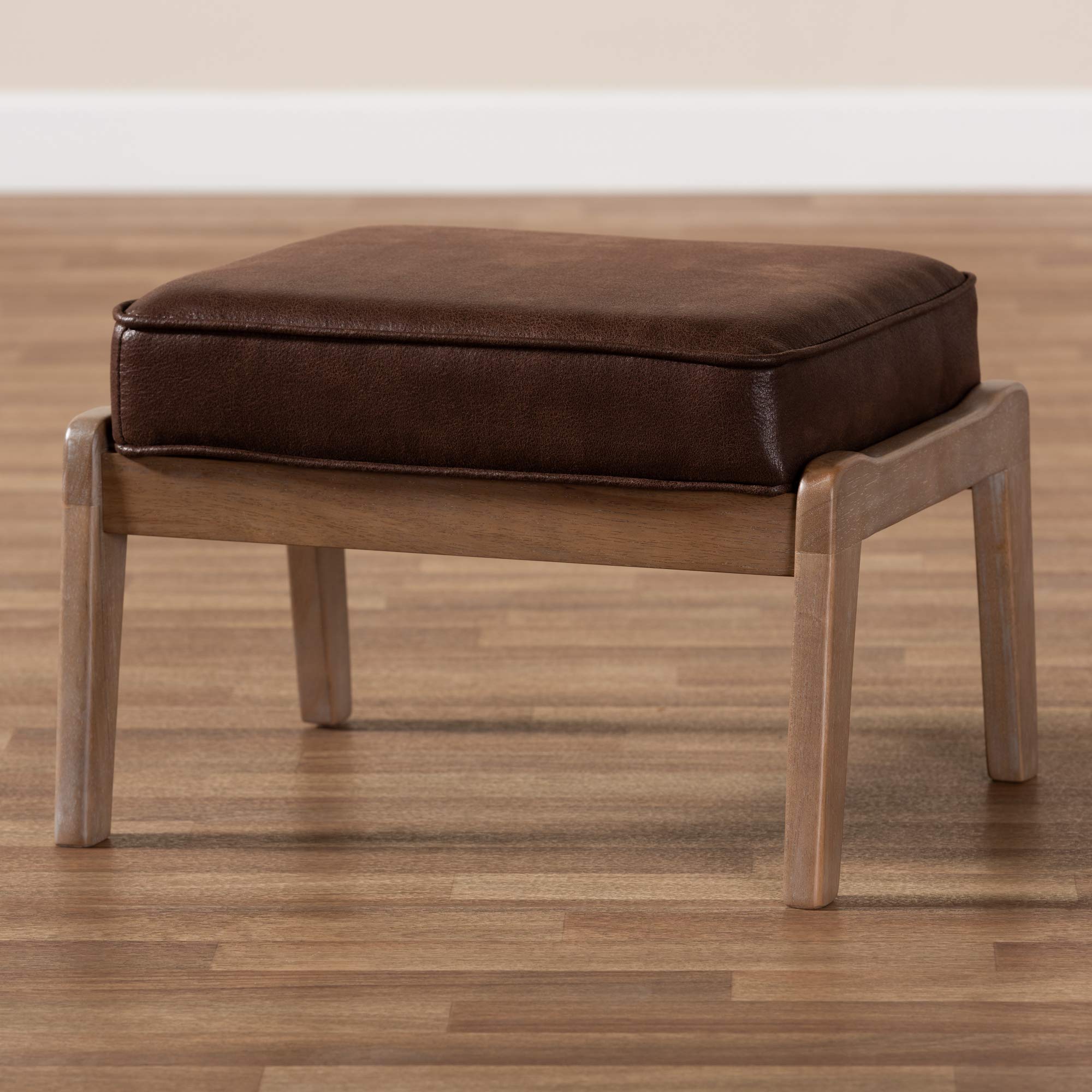 Baxton Studio Ottomans, Dark Brown/Antique Oak