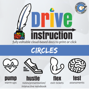 drive instruction - circles - editable warm-ups / notes / slides / test +++