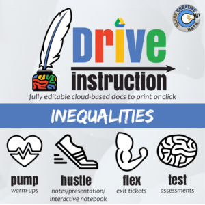 drive instruction - inequalities - editable slides, notes & tests +++