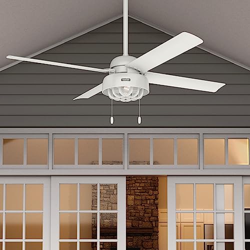 Hunter Fan Company, 50336, 52 inch Spring Mill Matte Black Indoor / Outdoor Ceiling Fan with LED Light Kit and Pull Chain