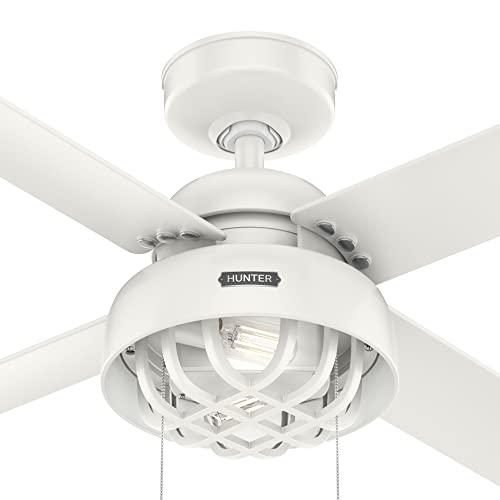 Hunter Fan Company, 50336, 52 inch Spring Mill Matte Black Indoor / Outdoor Ceiling Fan with LED Light Kit and Pull Chain