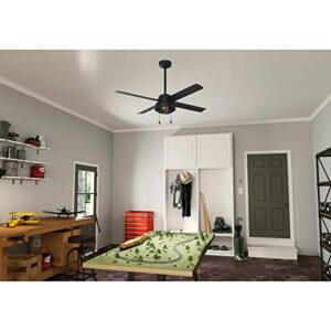 Hunter Fan Company, 50336, 52 inch Spring Mill Matte Black Indoor / Outdoor Ceiling Fan with LED Light Kit and Pull Chain