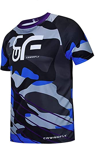 Downhill Cycling Jersey Men's Racing Jersey Short Sleeve Cycling Clothing Mountain Bike Shirt, S-089, Large