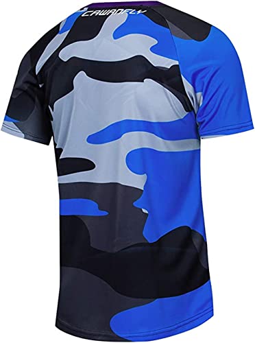 Downhill Cycling Jersey Men's Racing Jersey Short Sleeve Cycling Clothing Mountain Bike Shirt, S-089, Large