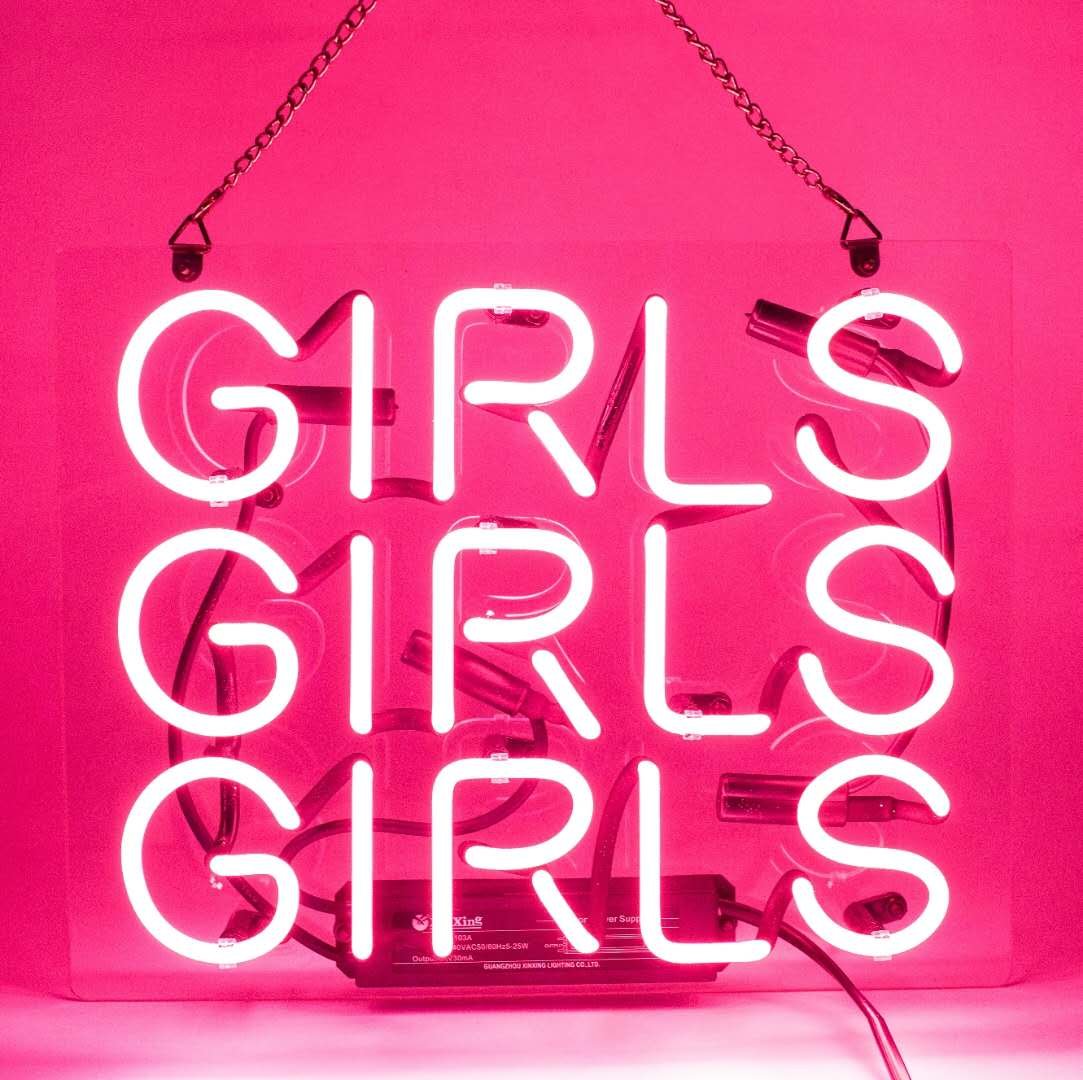 Girls Girls Girls Neon Signs Pink Neon Sign Neon Light Sign Light Up Signs Wall Decor Custom Neon Words for Wall Bedroom Girls Halloween Christmas Decor Neon