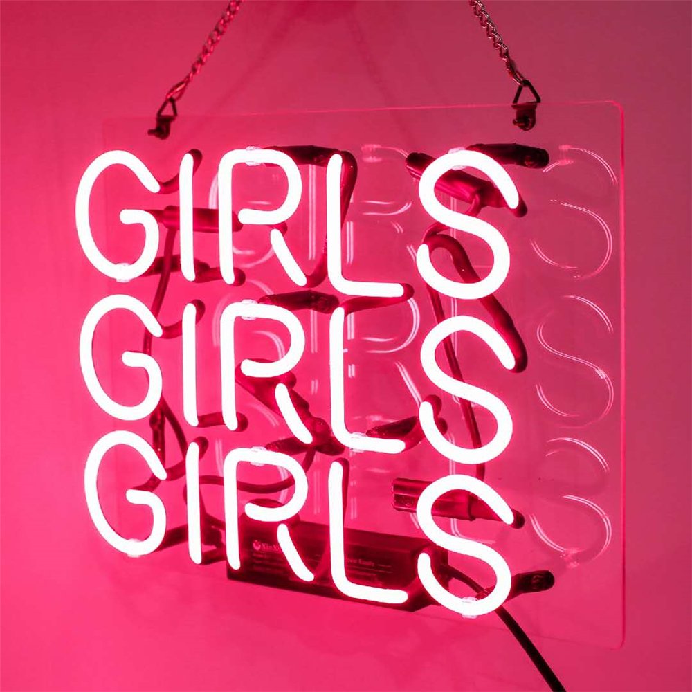 Girls Girls Girls Neon Signs Pink Neon Sign Neon Light Sign Light Up Signs Wall Decor Custom Neon Words for Wall Bedroom Girls Halloween Christmas Decor Neon