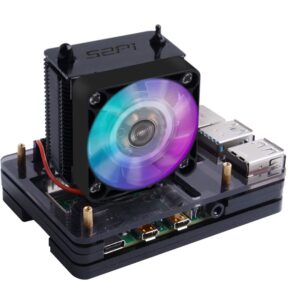 geeekpi ice tower cooler for raspberry pi 4, pi 4 rgb cooling fan with aluminum heatsink for raspberry pi 4 model b