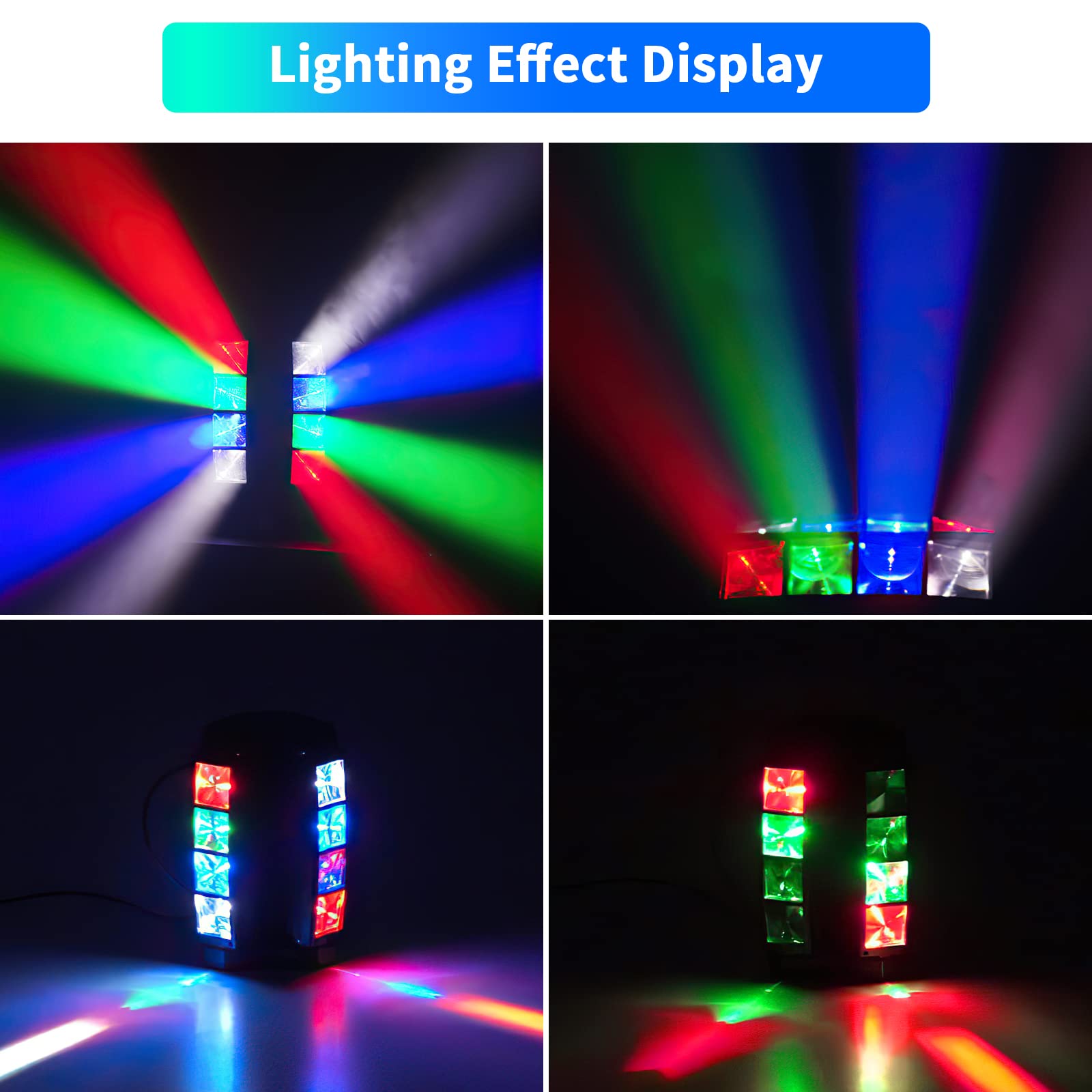 U`King Spider Moving Head Light 8x10W LEDs Beam DJ Lights RGBW Sound Activated and DMX-512 Control for Party Pub Festival Disco Show Wedding Event Stage Lighting - 2 Packs