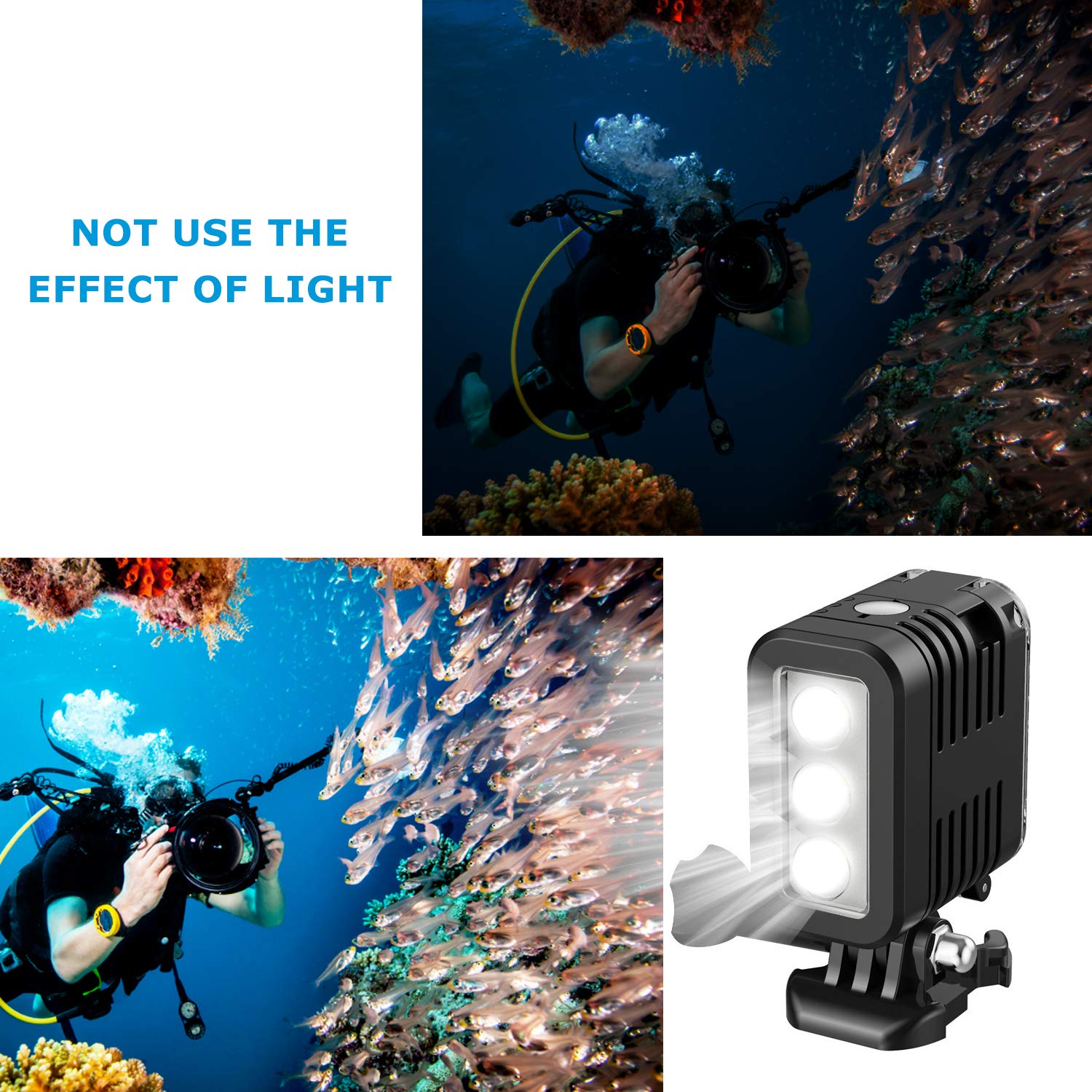 HONGDAK Waterproof Dive Light for GoPro Underwater 147ft(45m) Photography Accessories for GoPro Hero 12 11Mini 11 10 9 8 7 6 5 4 3 DJI OSMO Action