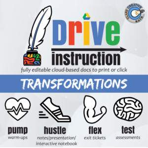 drive instruction - transversals - editable warm-ups/slides/notes/test