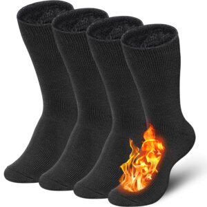 bymore 2 pairs thermal socks for men,heated socks for women, warm thick winter socks insulated cold weather(black,4-10)