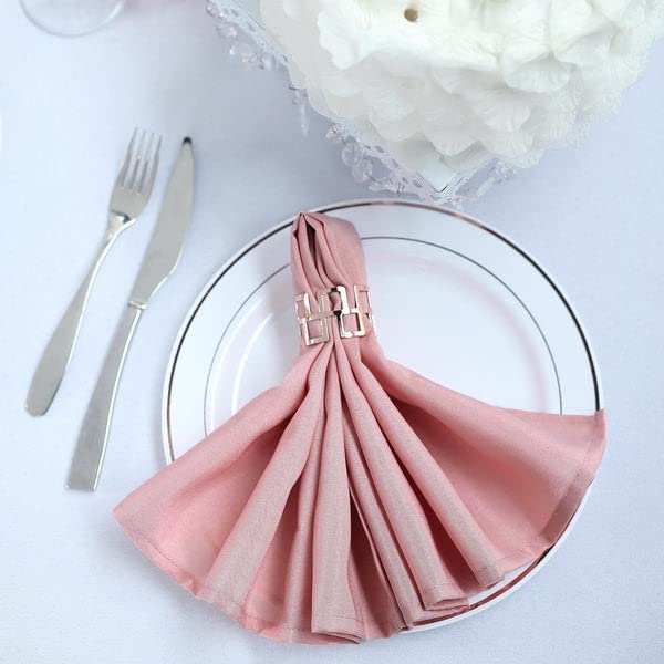 TABLECLOTHSFACTORY Pack of 5 Premium Dusty Rose 20" x 20" Washable Polyester Napkins Great for Wedding Party Restaurant Dinner Parties