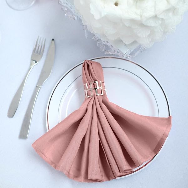 TABLECLOTHSFACTORY Pack of 5 Premium Dusty Rose 20" x 20" Washable Polyester Napkins Great for Wedding Party Restaurant Dinner Parties