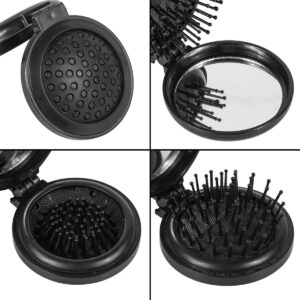 3PCS Folding Travel Hair Brush with Mirror, Mini Comb/Wet Brushes, Compact Purse Pocket Hair Massage Combor for Women and Girls