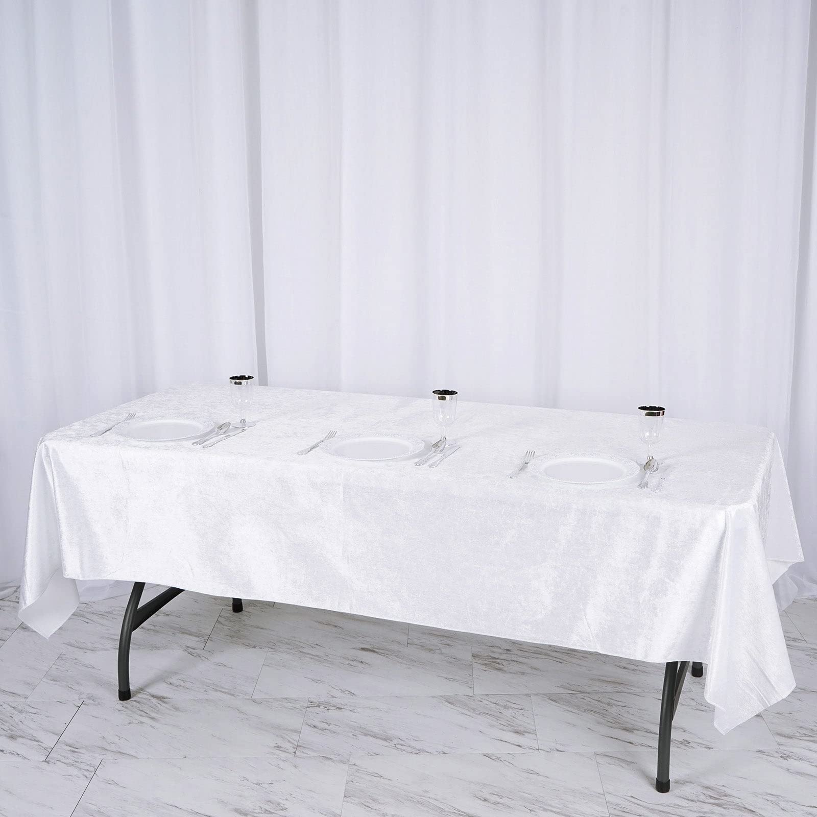 Tableclothsfactory 60 x 102 Inch White Rectangle Tablecloth - Premium Velvet Table Cloth for Wedding, Party, Banquet, and Events