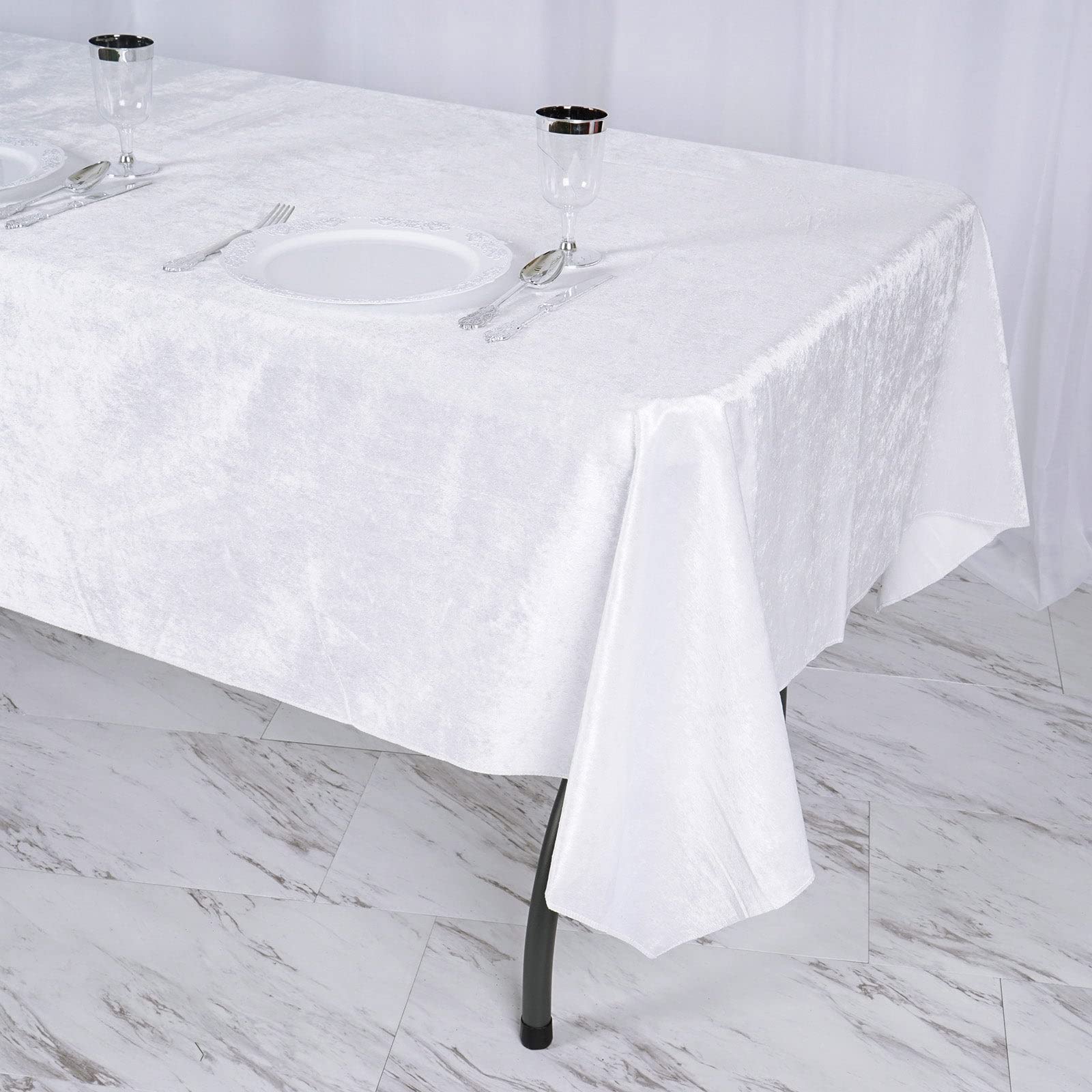 Tableclothsfactory 60 x 102 Inch White Rectangle Tablecloth - Premium Velvet Table Cloth for Wedding, Party, Banquet, and Events