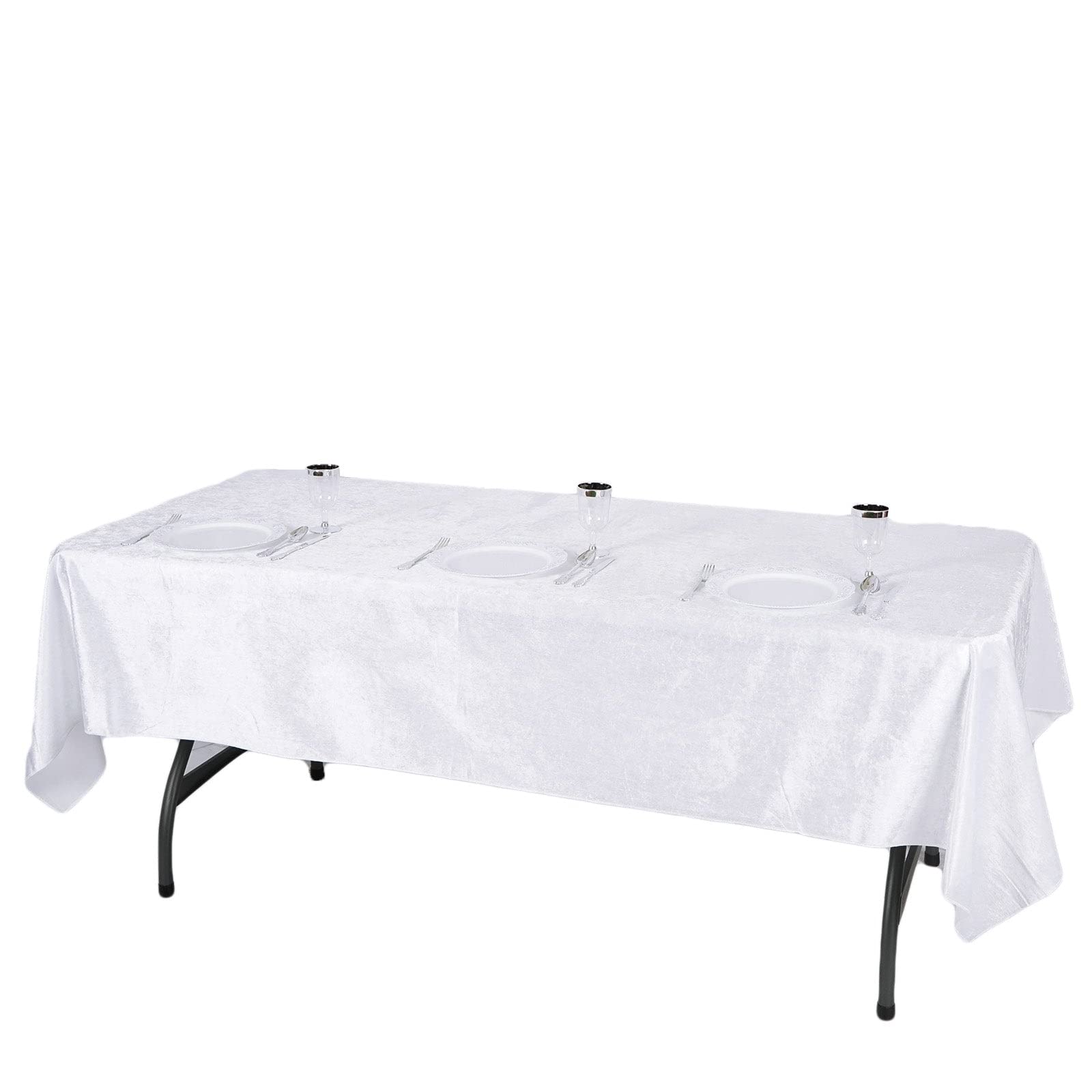 Tableclothsfactory 60 x 102 Inch White Rectangle Tablecloth - Premium Velvet Table Cloth for Wedding, Party, Banquet, and Events