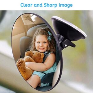 Baby Car Mirror Suction Cup, Baby Mirror for Car Rear Facing Seat Infant Adjustable Forward Facing Baby Rear View Mirror, Back Seat Infant Car Mirror Rearview Mirror for Cars without Headrest