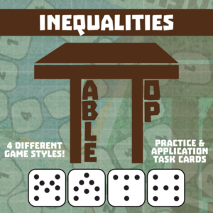 tabletop math -- inequalities -- game-based small group practice