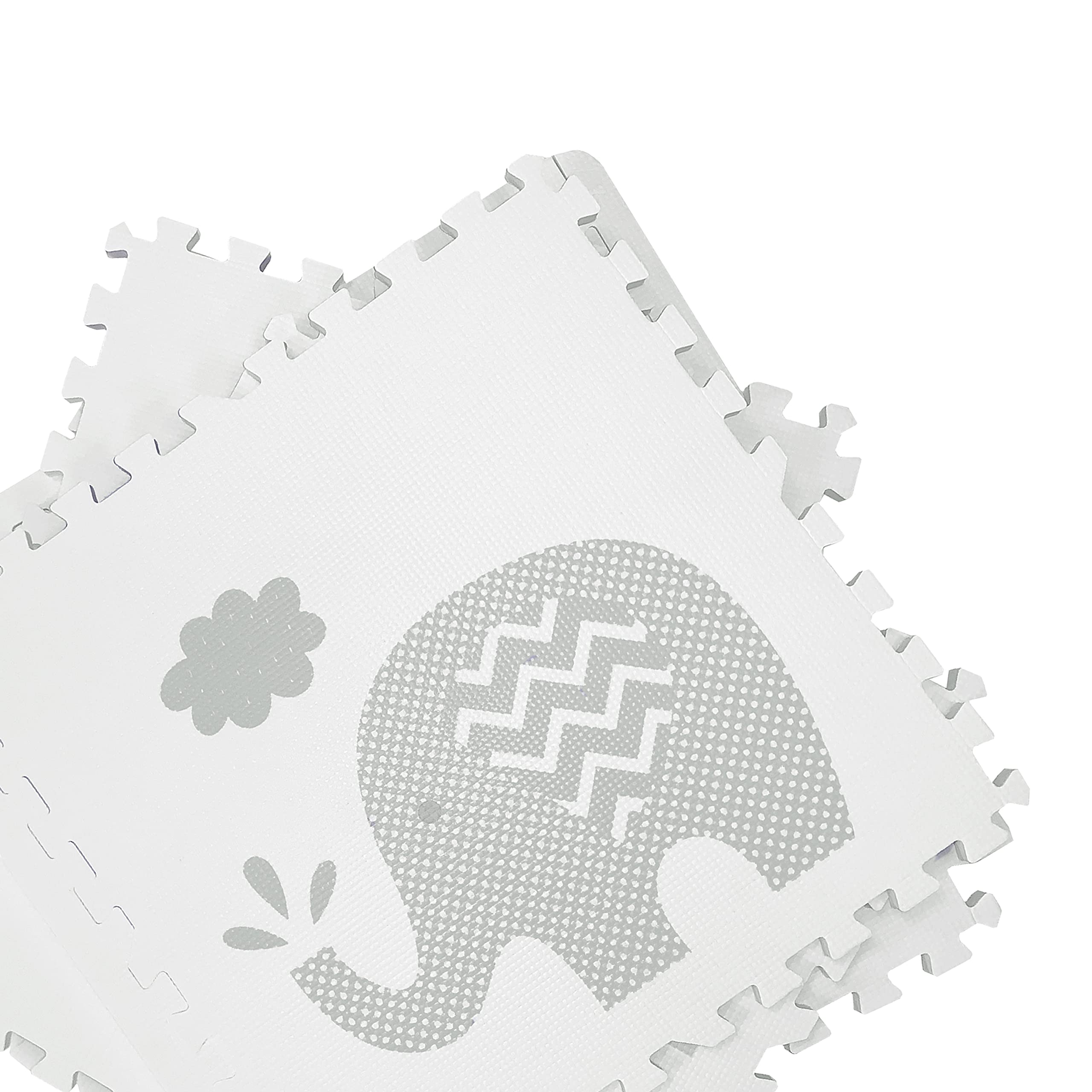 Tadpoles Elephant Print Play Mat Set, Grey, 16 Piece,