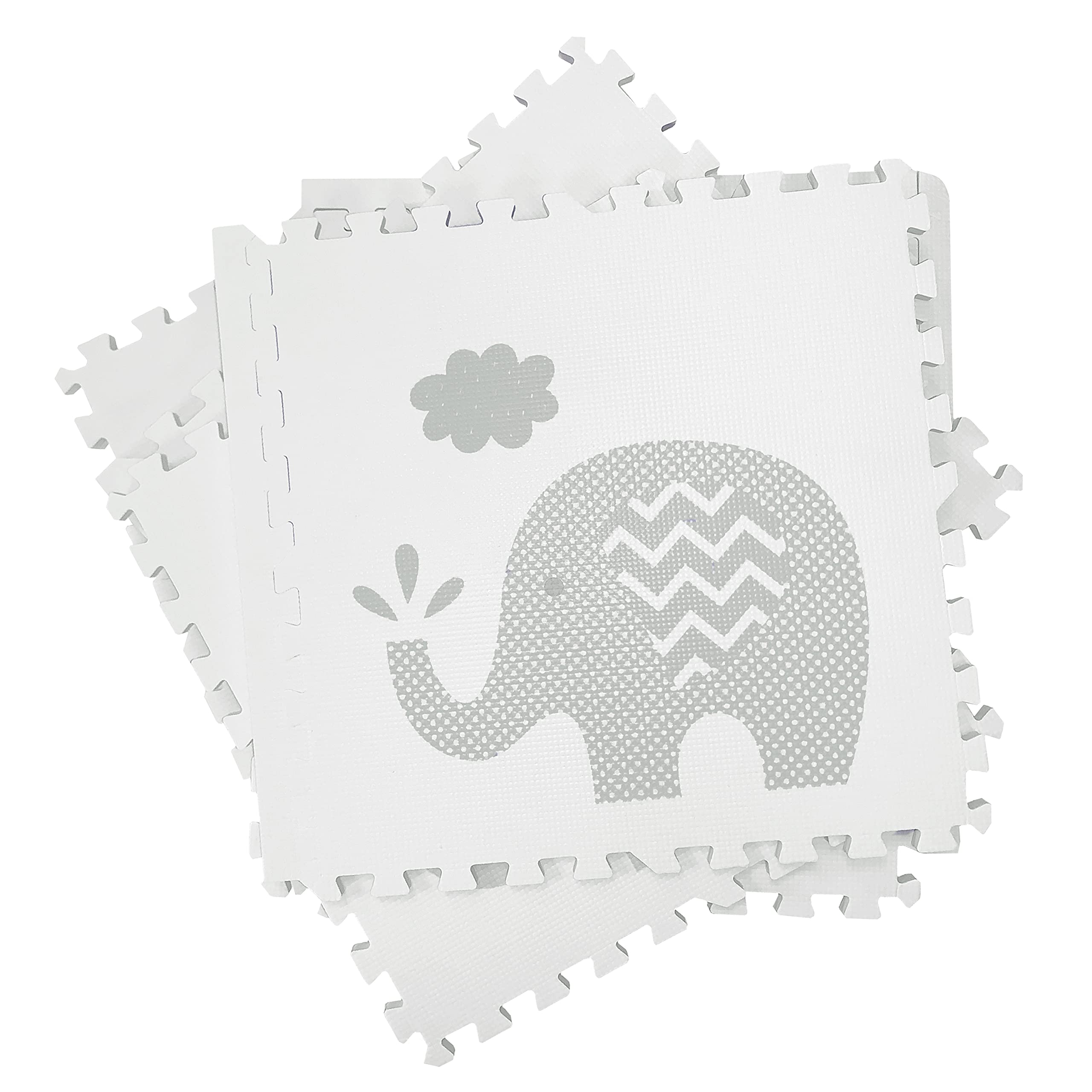 Tadpoles Elephant Print Play Mat Set, Grey, 16 Piece,