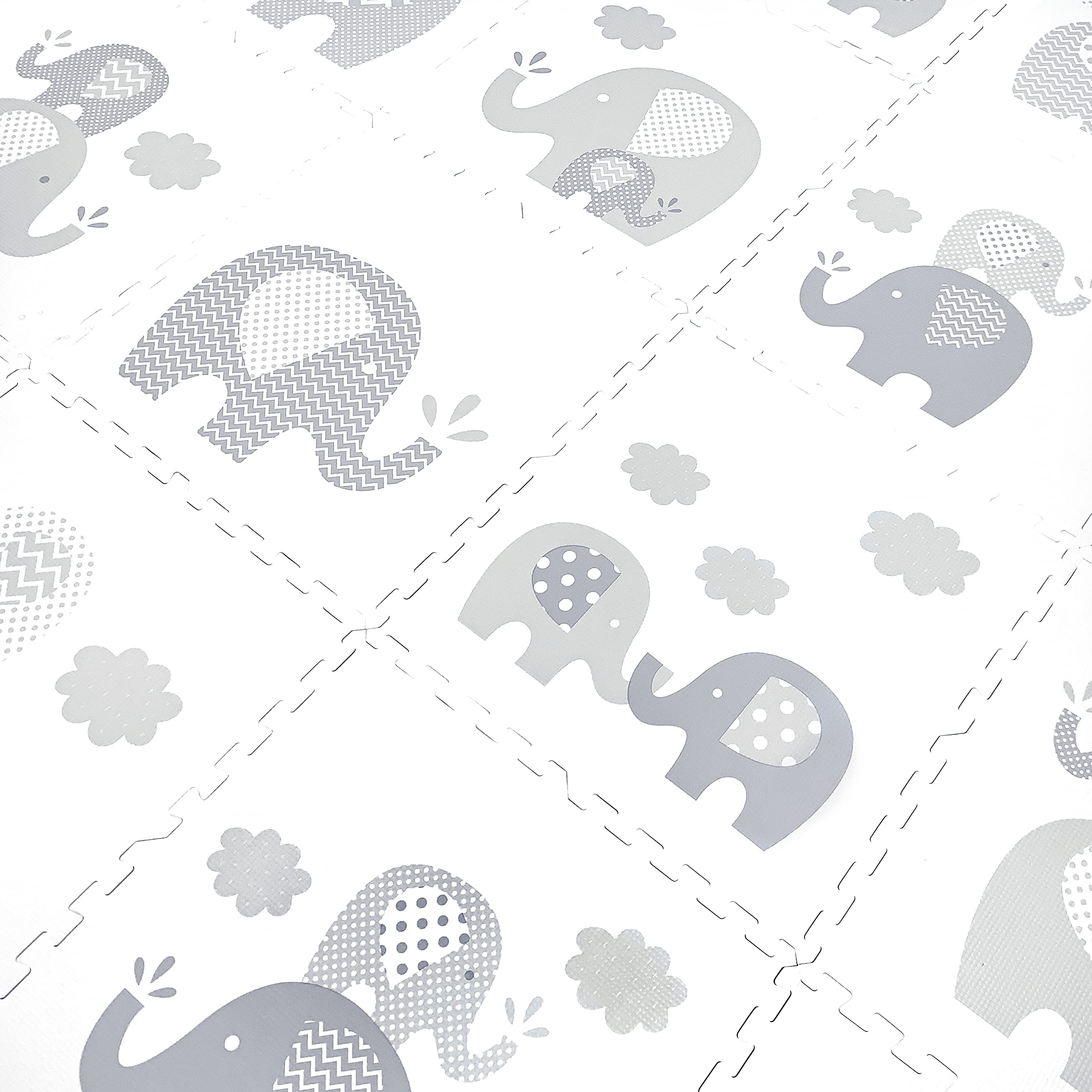 Tadpoles Elephant Print Play Mat Set, Grey, 16 Piece,