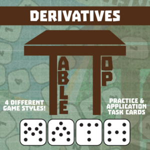 tabletop math -- derivatives -- game-based small group practice