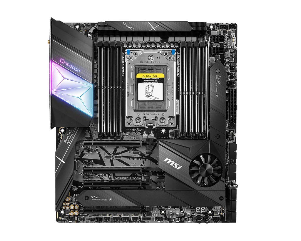 MSI Creator TRX40 Motherboard (AMD sTRX4, PCIe Gen4, M.2, USB3.2 Gen2x2, DDR4, 10G LAN, Wi-Fi 6, eATX)