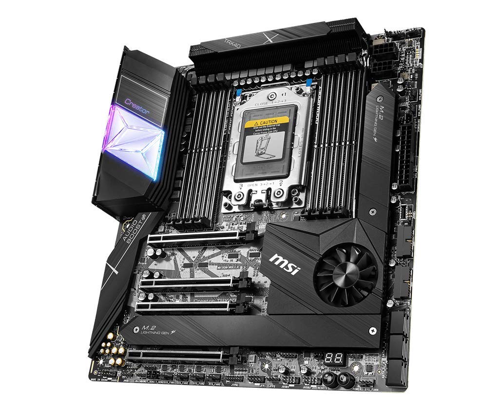 MSI Creator TRX40 Motherboard (AMD sTRX4, PCIe Gen4, M.2, USB3.2 Gen2x2, DDR4, 10G LAN, Wi-Fi 6, eATX)