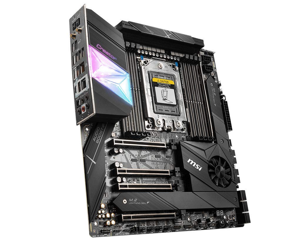 MSI Creator TRX40 Motherboard (AMD sTRX4, PCIe Gen4, M.2, USB3.2 Gen2x2, DDR4, 10G LAN, Wi-Fi 6, eATX)